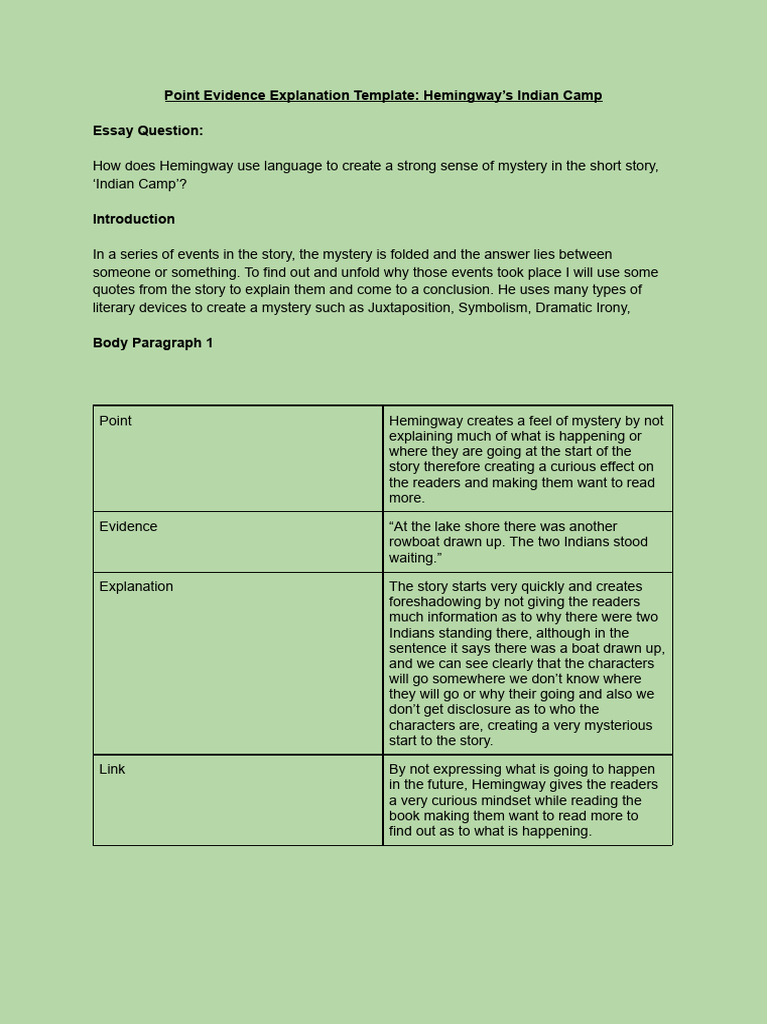 Ashvik's Point Evidence Explanation Template Hemingway | PDF