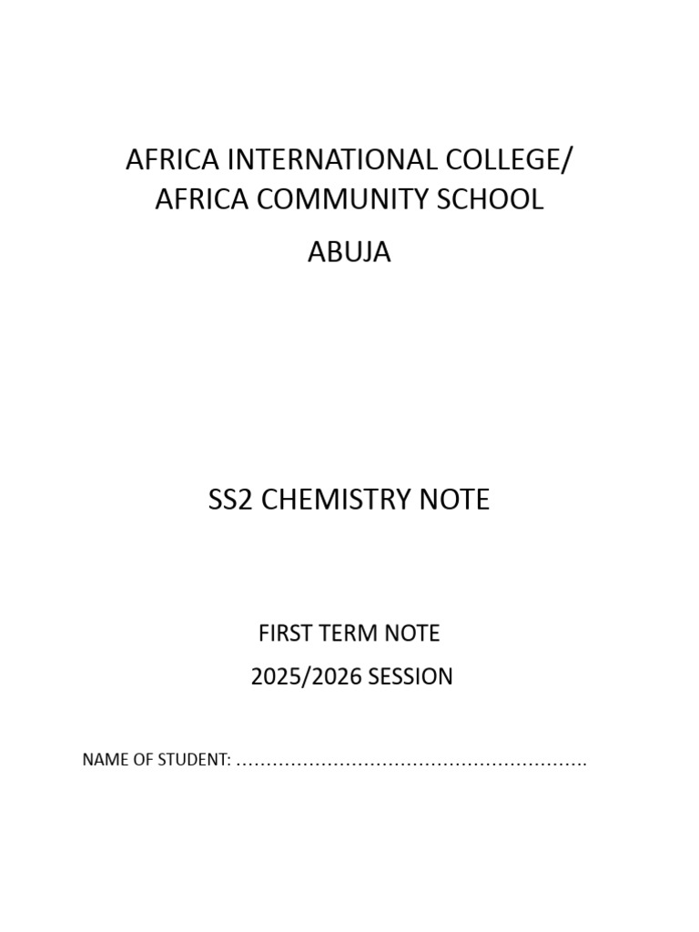 Ss2 Chemistry Note | PDF | Ion | Mole (Unit)