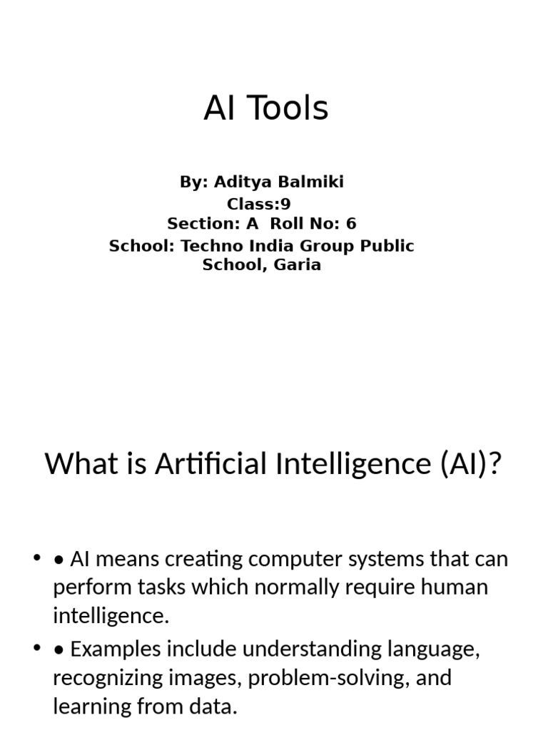 AI Tools Project Aditya Balmiki | PDF | Artificial Intelligence ...