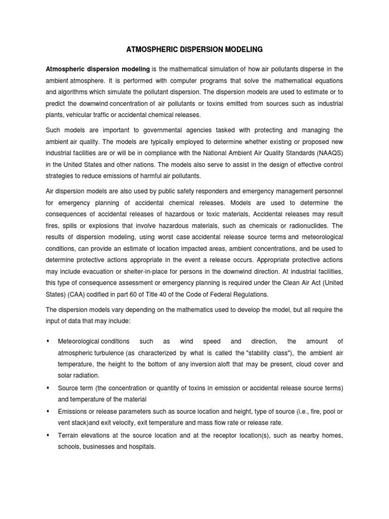 Atmospheric Dispersion Modeling | PDF | Atmosphere Of Earth | Pollution