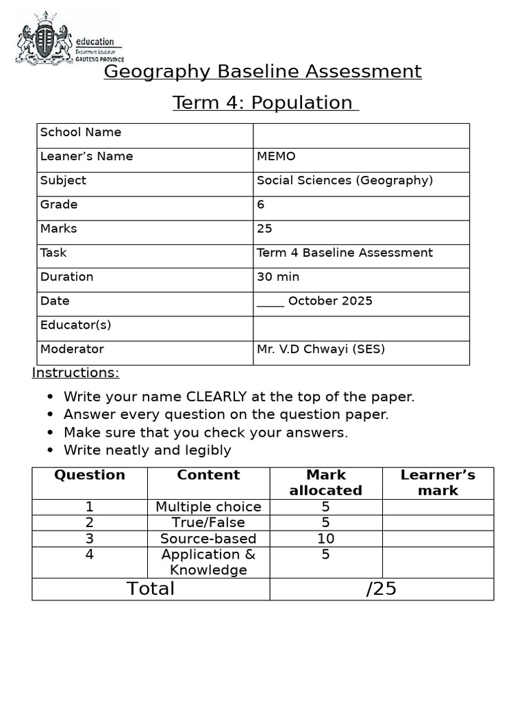 Geography Baseline Assessment: Population | PDF | River | Tokyo