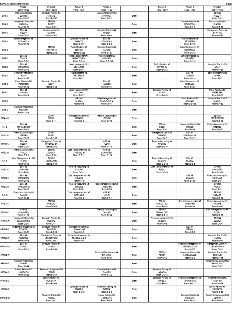Student Timetable - s2-2025 v2 2 | PDF