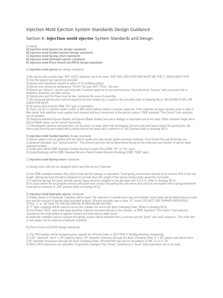 Injection Mold Ejector Design Standards | PDF | Mechanical Engineering