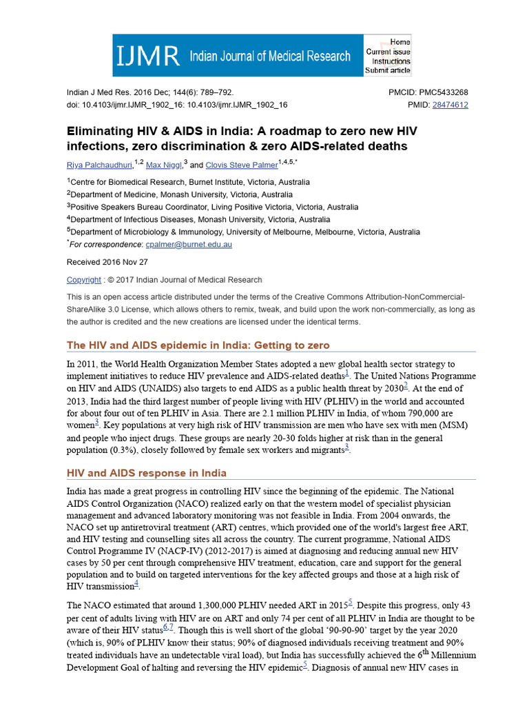 Roadmap to Zero HIV Infections in India | PDF | Management Of Hiv/Aids ...