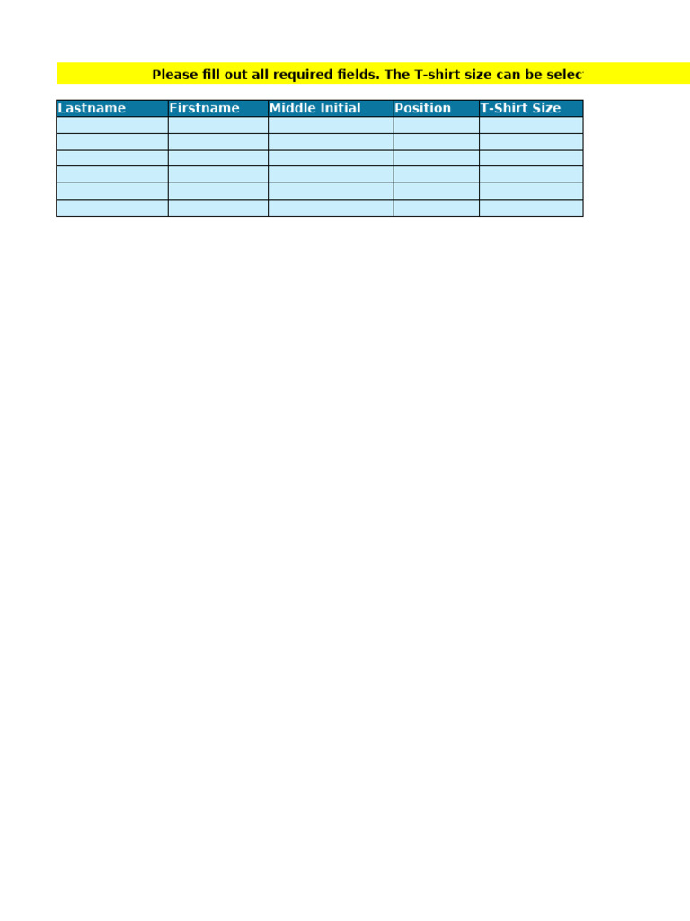 RAEL 2025 T Shirt Sizes | PDF
