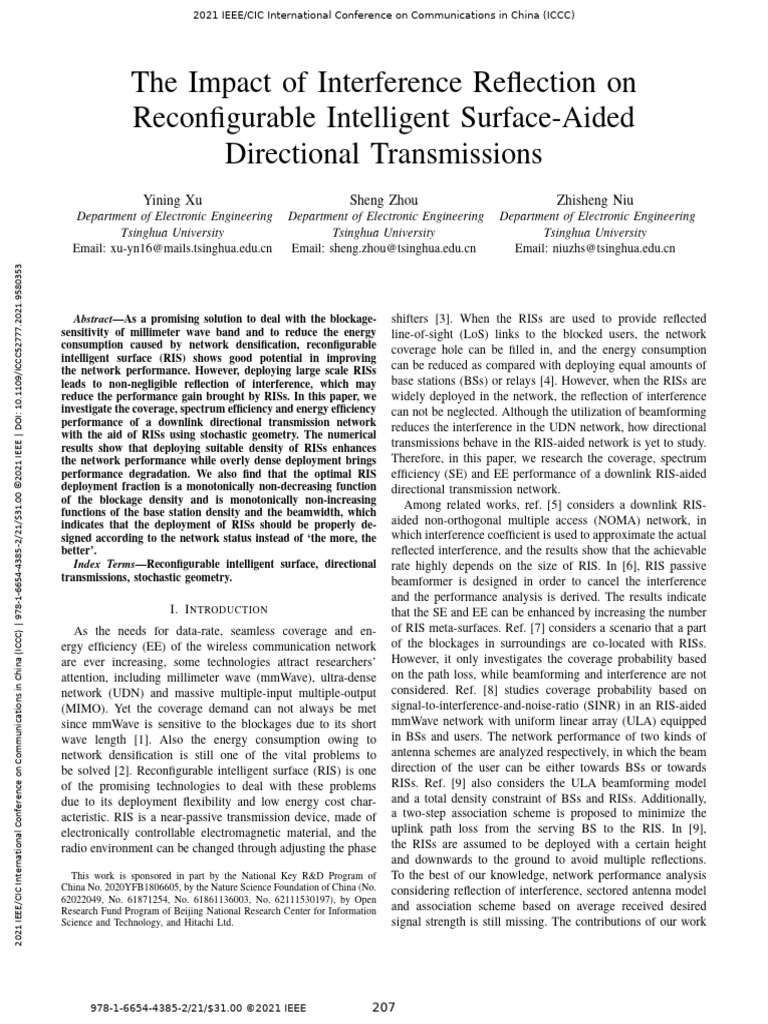 The Impact of Interference Reflection on Reconfigurable Intelligent Surface-Aided Directional ...