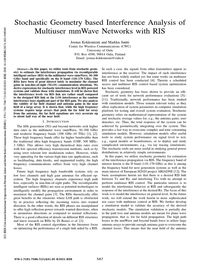 Stochastic Geometry Based Interference Analysis of Multiuser MmWave ...