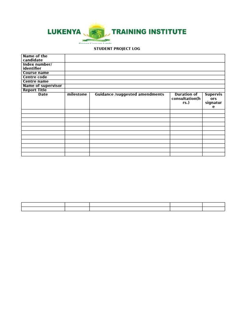 Student Project Log Template | PDF