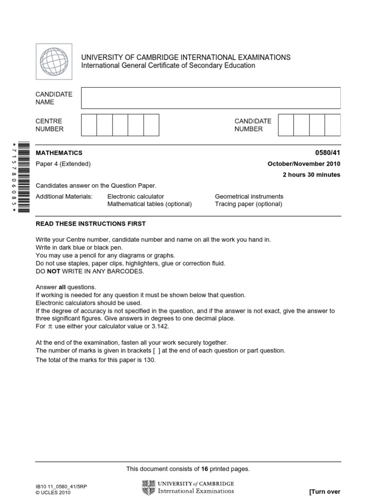 Maths Extended Long IGCSE Past Paper | PDF | Integrated Truss Structure ...