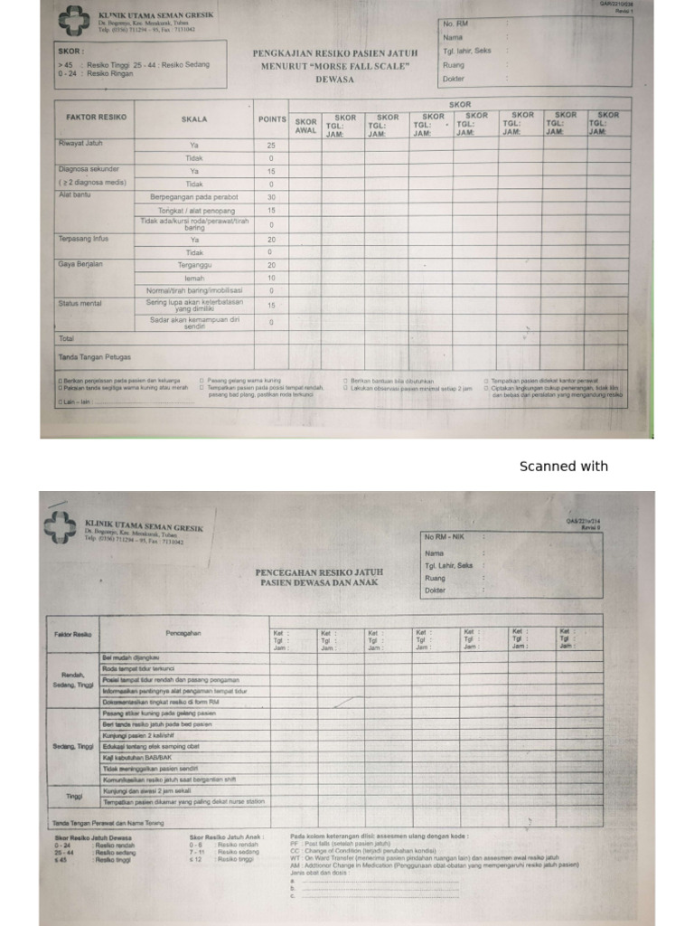 Form Resiko Jatuh Ranap | PDF
