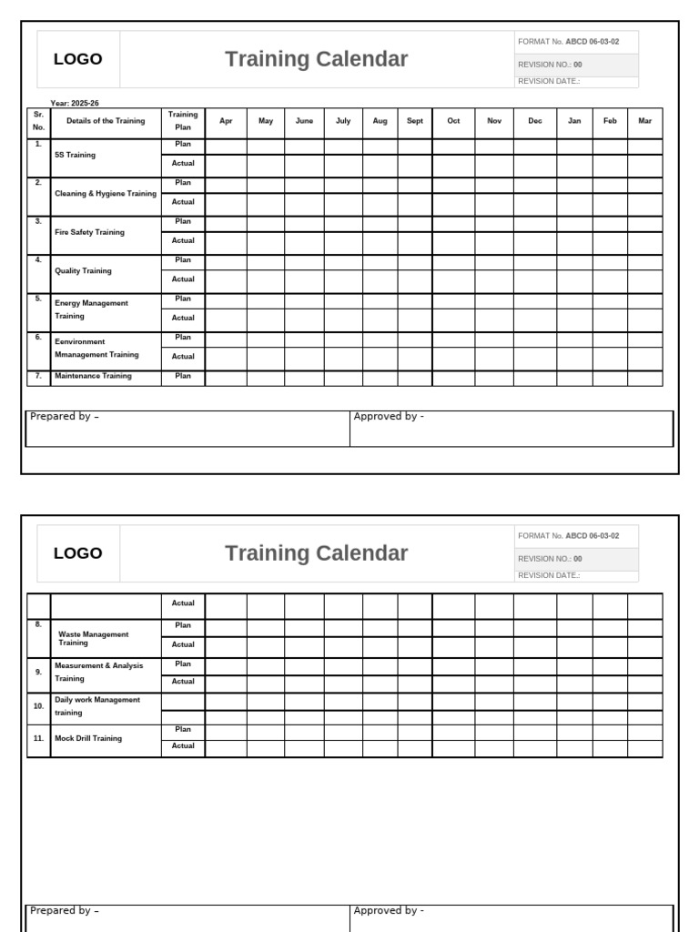 6.3.3 Training Calender | PDF