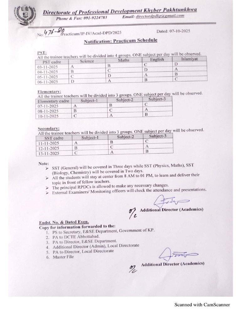 4 - Practicum Schedule 07-10-2025 | PDF