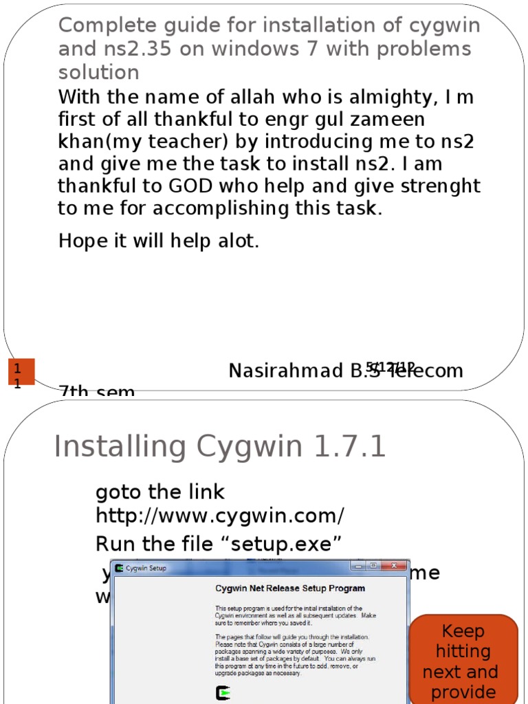 Complete Guide For Installation of Cygwin and Ns2 | PDF | Directory (Computing) | Operating ...