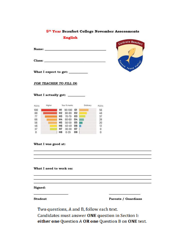5th English OL Nov Assessment | PDF