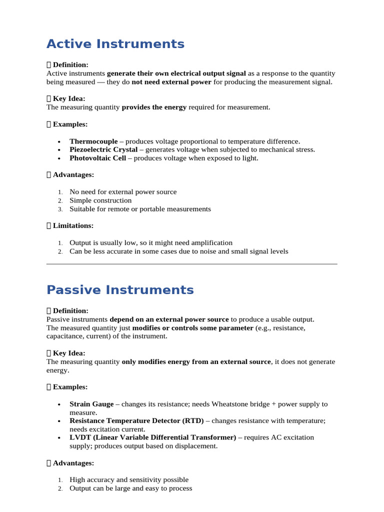 Types of Measurement Instruments Explained | PDF | Electronic Filter ...