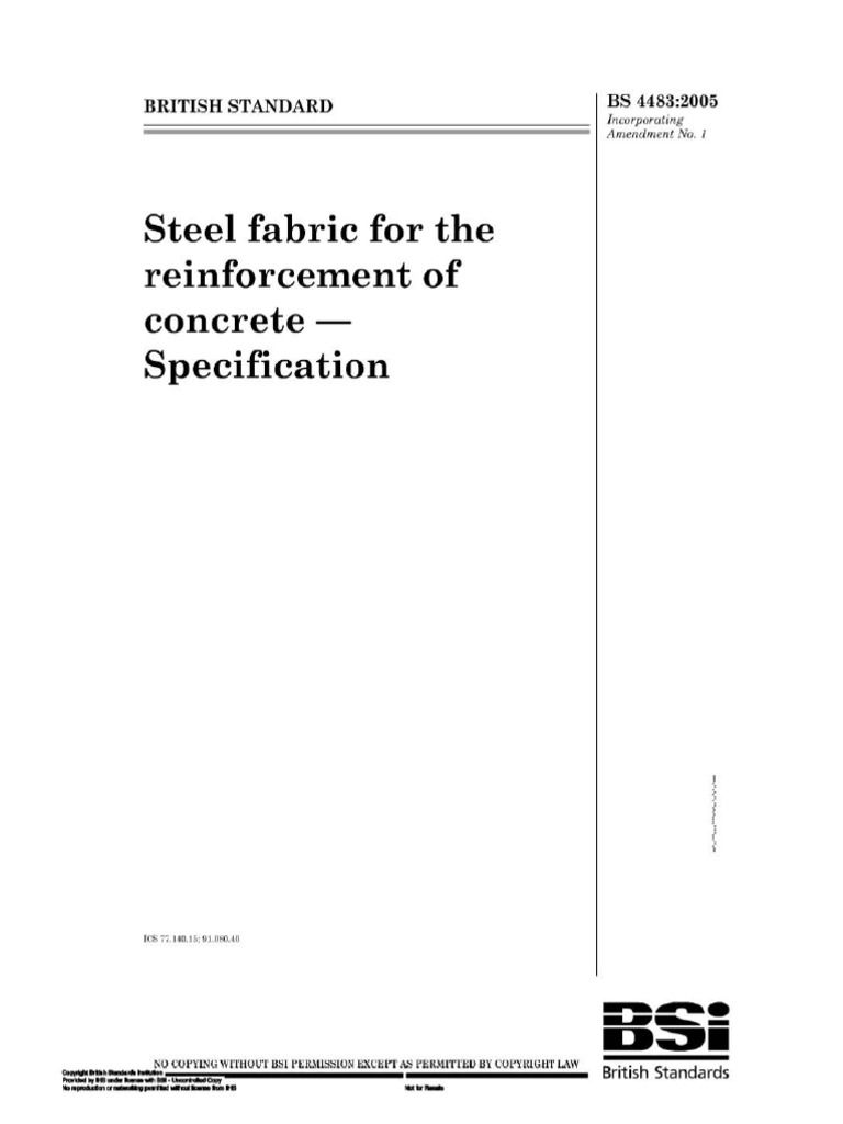 BS 4483:2005 Steel Fabric Standard | PDF | Welding | Construction