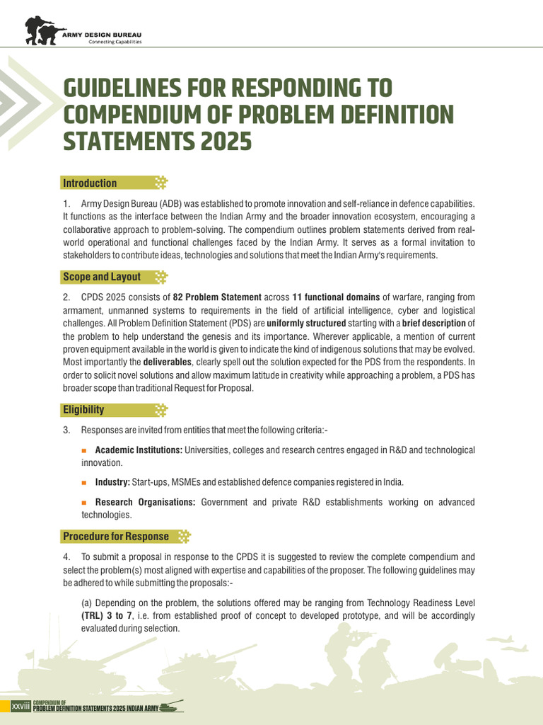 2025 Indian Army Problem Statements Compendium | PDF