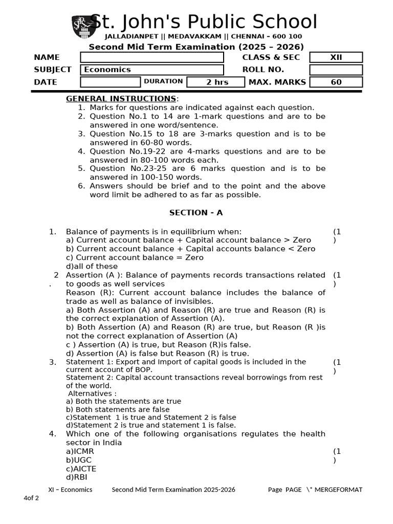 XII - Second Mid Term Economics | PDF | Chess Theory | Chess