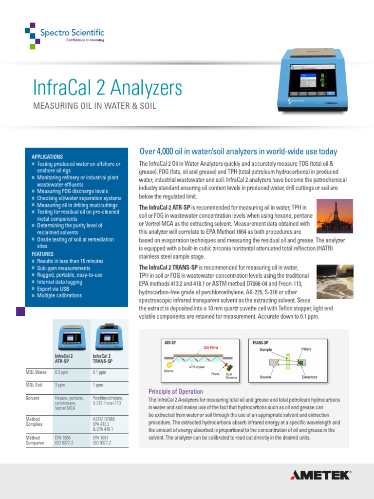 Infracal - Measuring Oil in Water & Soil Datasheet | PDF | Petroleum ...