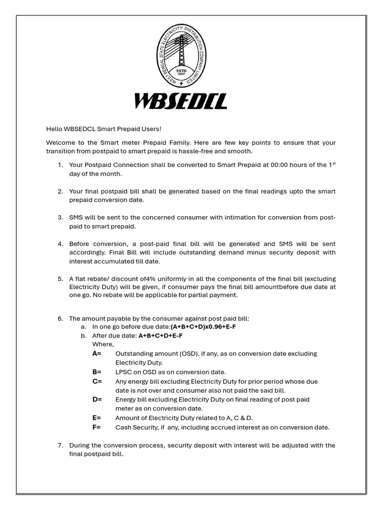 WBSEDCL Smart Prepaid Metering Guide | PDF | Prepaid Mobile Phone