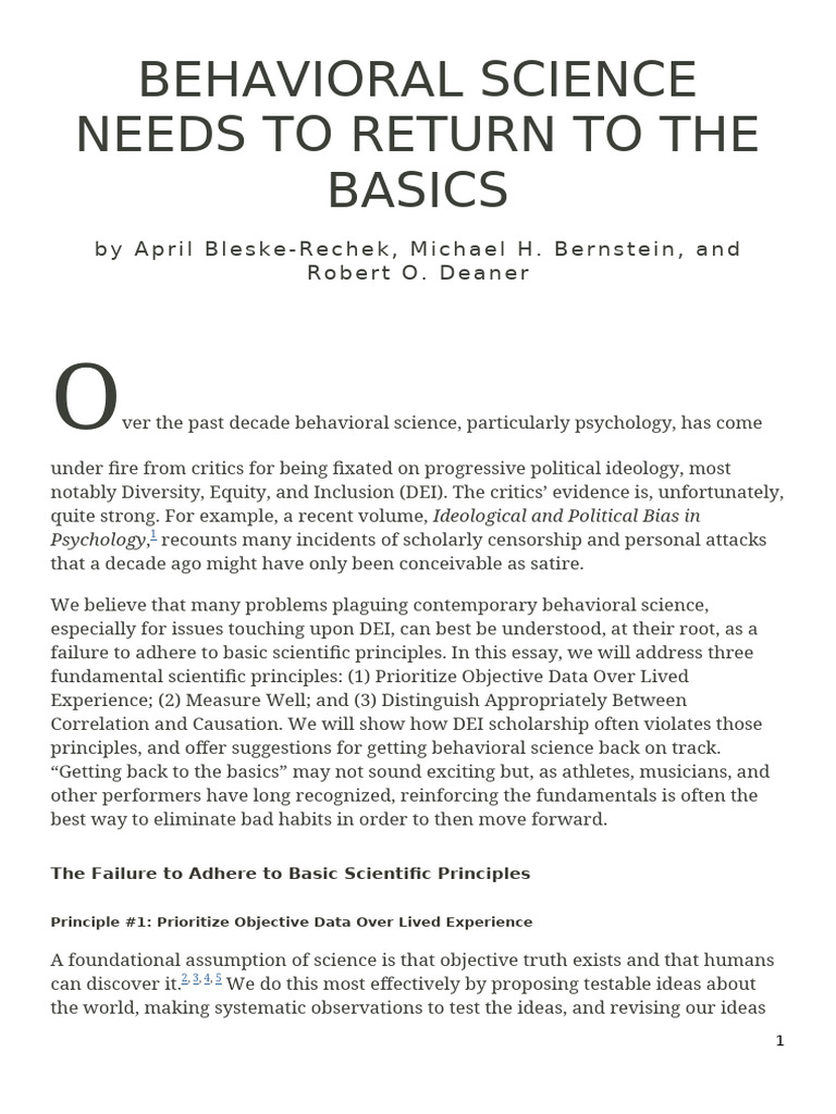 Behavioral Science Needs To Return To The Basics | PDF | Critical ...