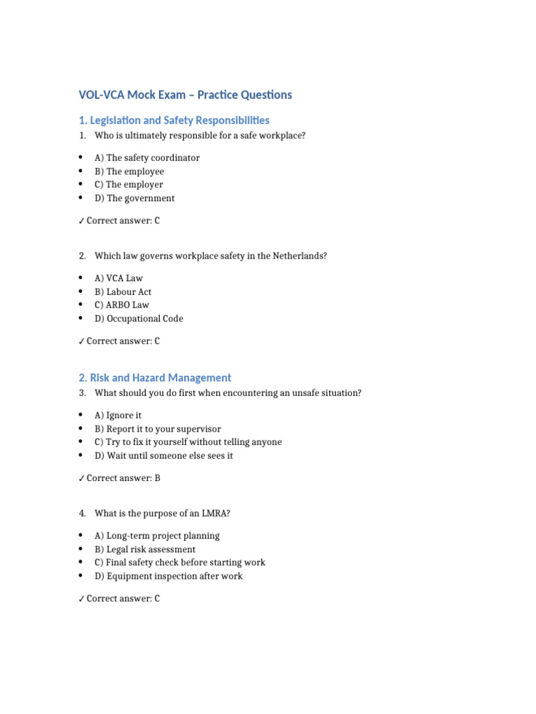VOL-VCA Practice Exam Mouhab Hassan | PDF