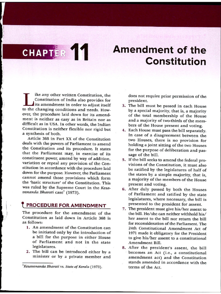 Indian Constitution Amendment Process | PDF | Civil Law (Common Law ...