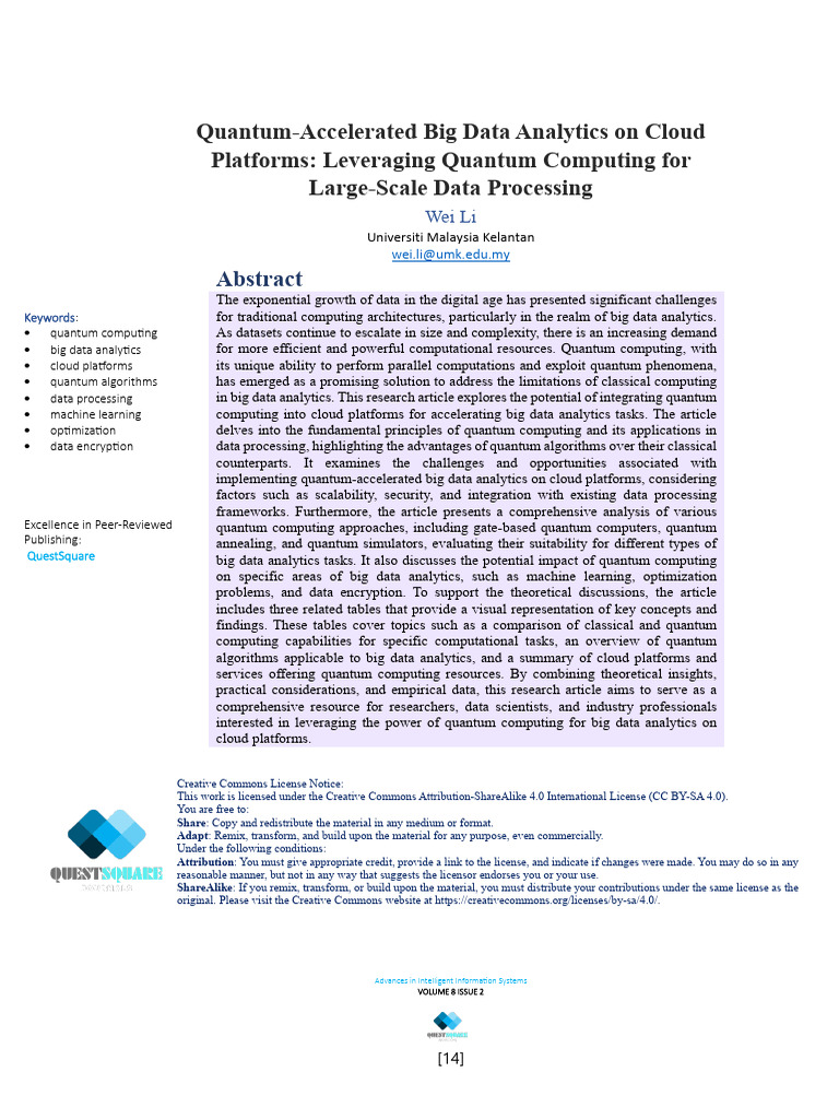Quantum Accelerated Big Data Analytics On Cloud Platforms | PDF ...