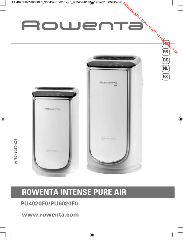 User Manual Rowenta Intense Pure Air PU4020 (English - 44 Pages) | PDF