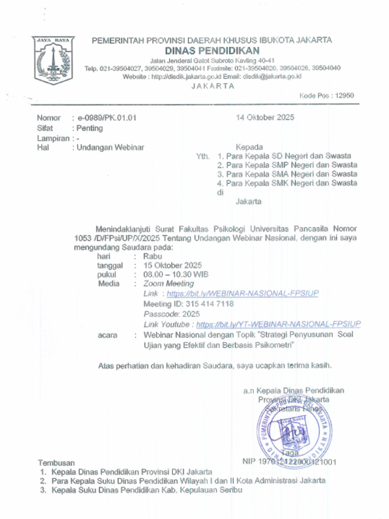 Surat Undangan Webinar Nasional | PDF