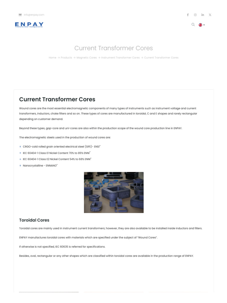 Current Transformer Core Solutions | PDF | Transformer | Electrical ...