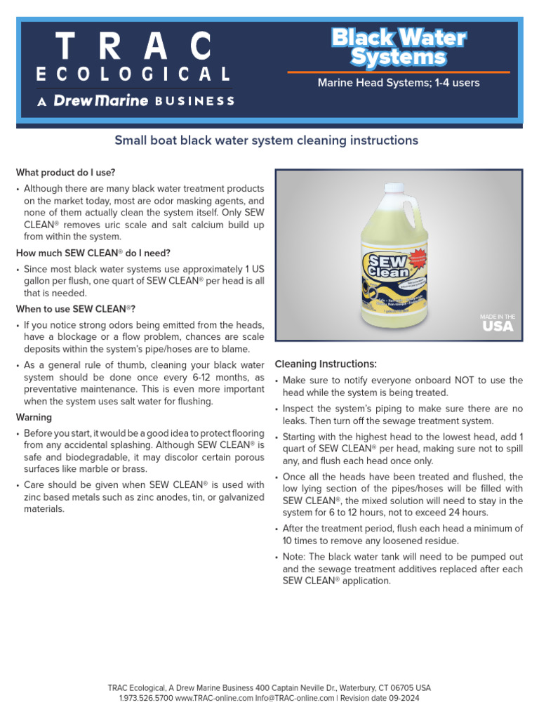 Black Water System Cleaning Guide | PDF | Water | Materials