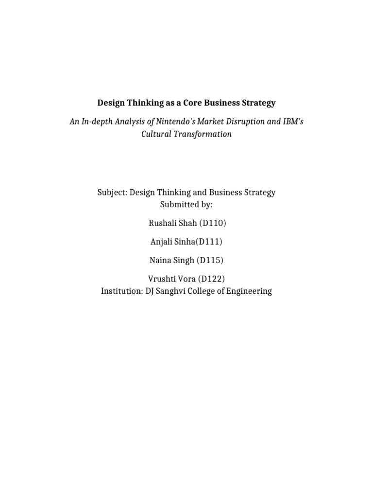 Design Thinking Report Formatted | PDF | Wii | Design Thinking