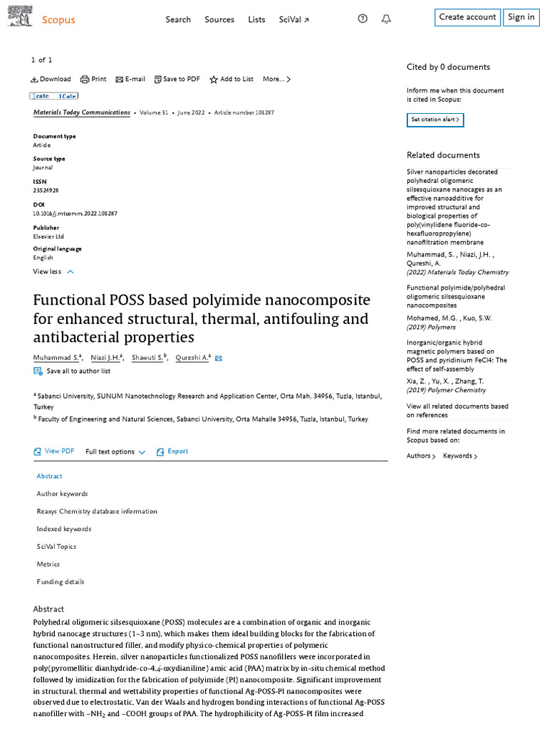 Functional POSS Based Polyimide Nanocomposite For Enhanced Structural ...