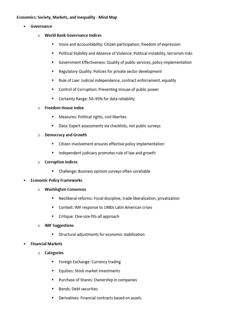 Economics Society Markets and Inequality Mind Map | PDF | Economic ...