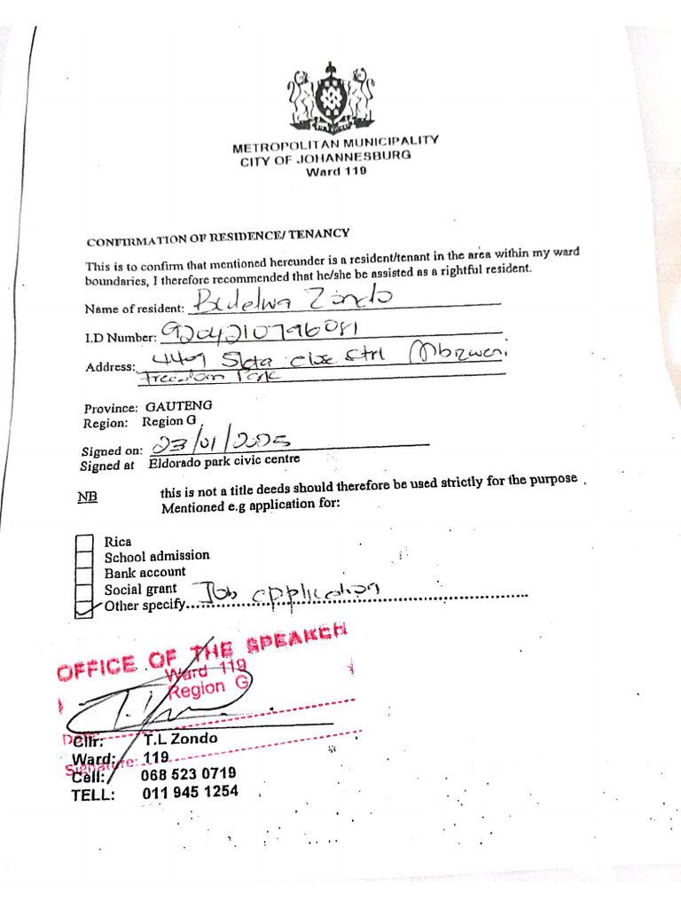 Proof of Residence | PDF