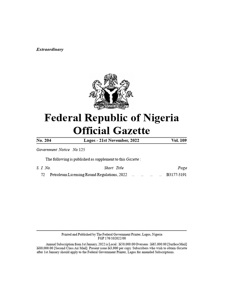 Nigeria Petroleum Licensing Regulations 2022 | PDF | License | Lease