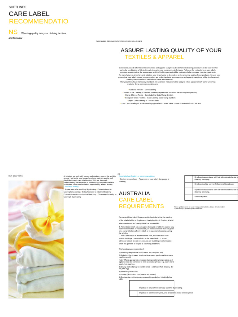Care Label Guidelines for Textiles | PDF | Textiles | Secondary Sector ...