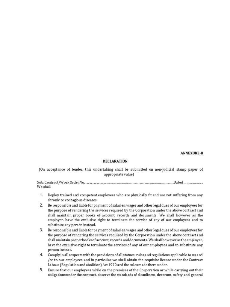 Contractor Indemnity Declaration Template | PDF | Indemnity | Employment