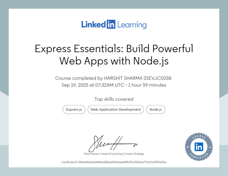 CertificateOfCompletion - Express Essentials Build Powerful Web Apps ...