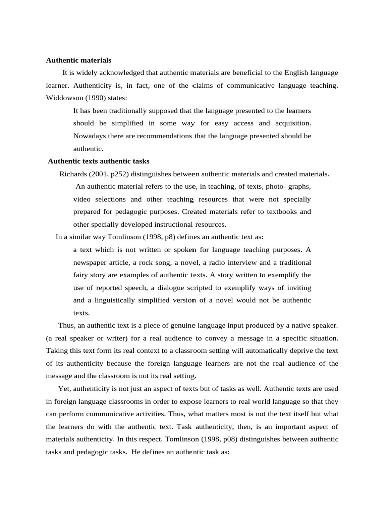 Benefits and Challenges of Authentic Materials | PDF | Pedagogy | Learning