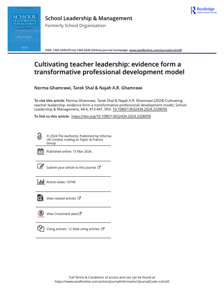 Cultivating Teacher Leadership Evidence Form A Transformative ...