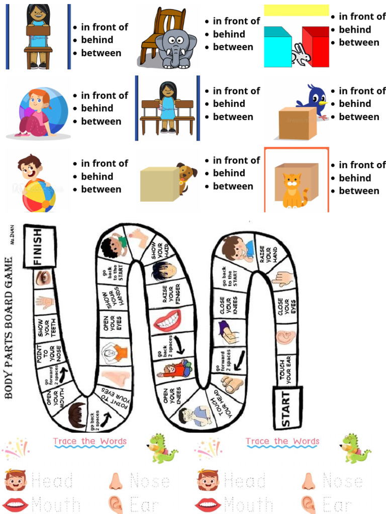 Prepositions: In Front Of, Behind, Between | PDF
