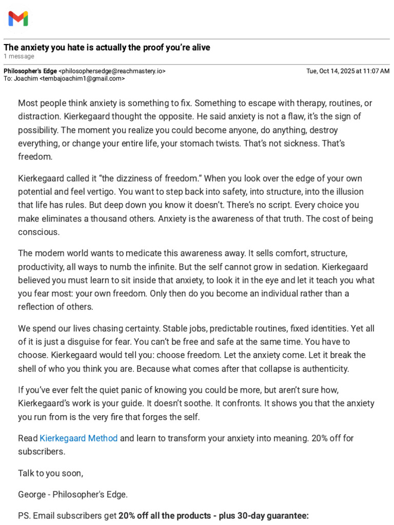 Gmail - The Anxiety You Hate Is Actually The Proof You'Re Alive | PDF ...