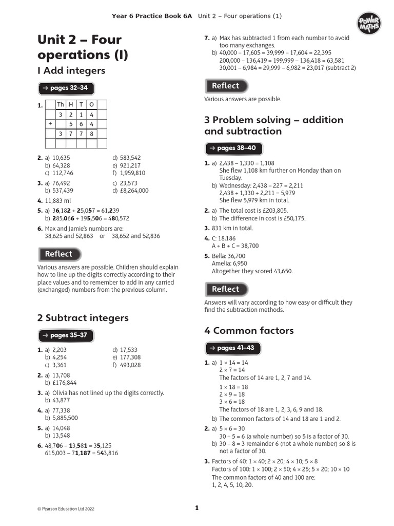 Math Practice Book Answers Unit 2 | PDF | Multiplication | Prime Number