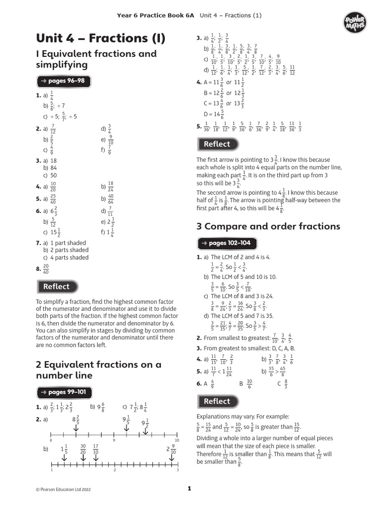 Year 6 Fractions Practice Book 6A | PDF | Subtraction | Discrete ...