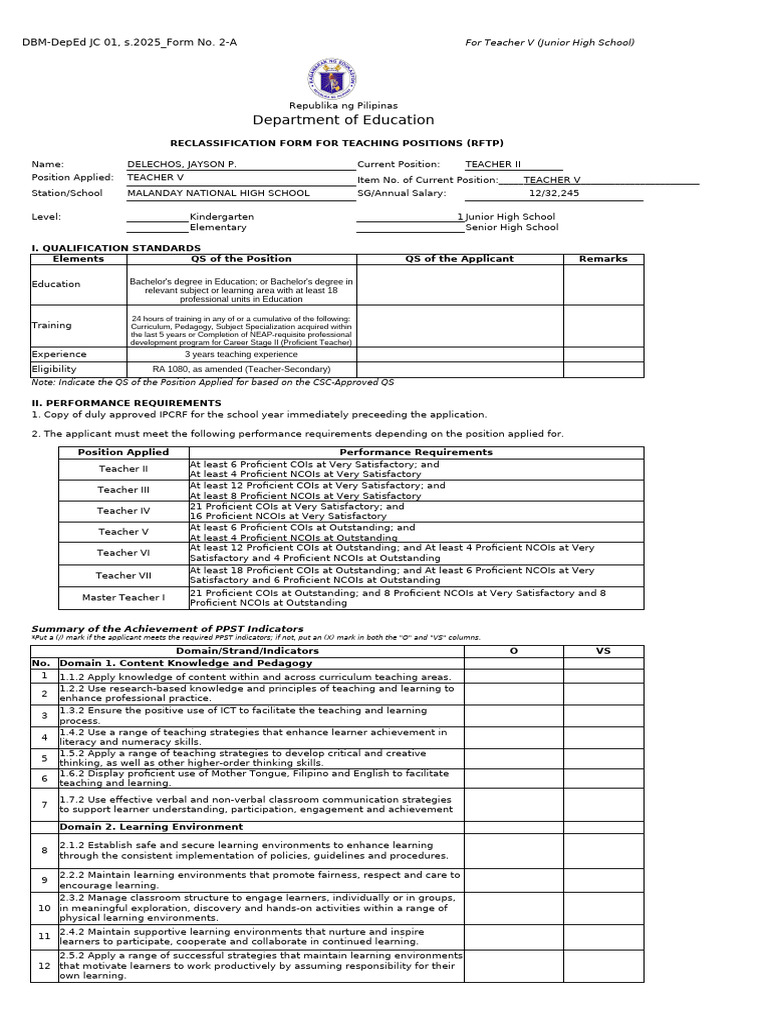 T-V JHS QS Annex B-1 - RFTP-DBM-DepEd JC 01, s.2025 - Form No. 2-A - v2 ...