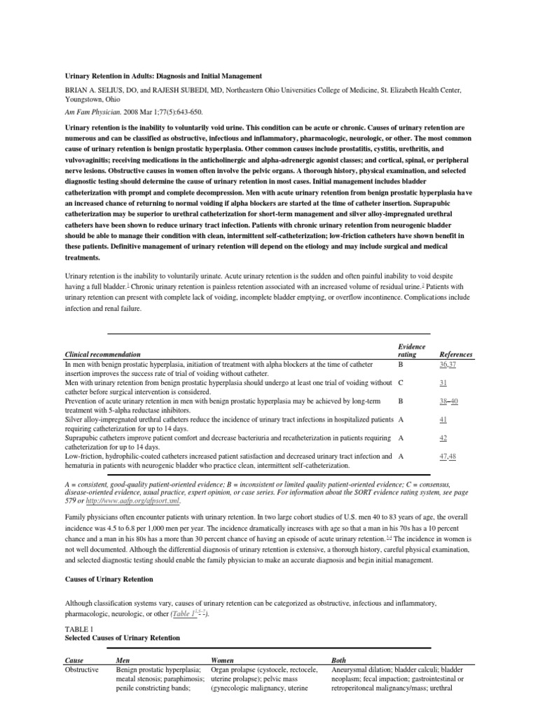 Urinary Retention in Adults | PDF | Urinary Incontinence | Urination