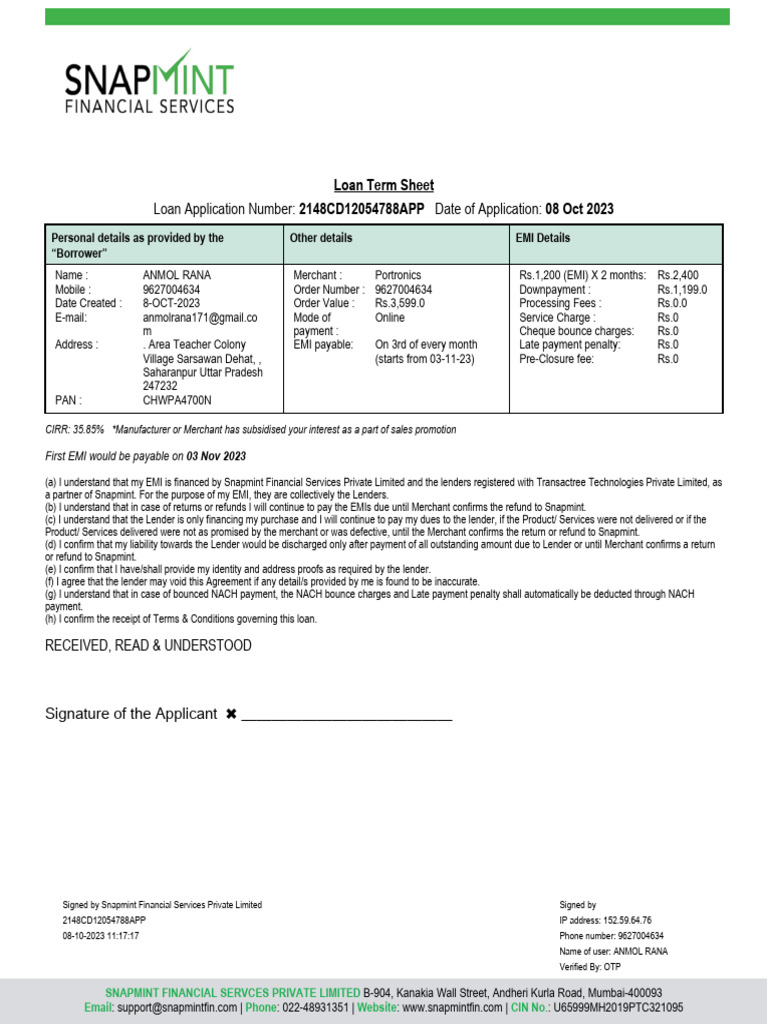 MITC | PDF | Loans | Interest