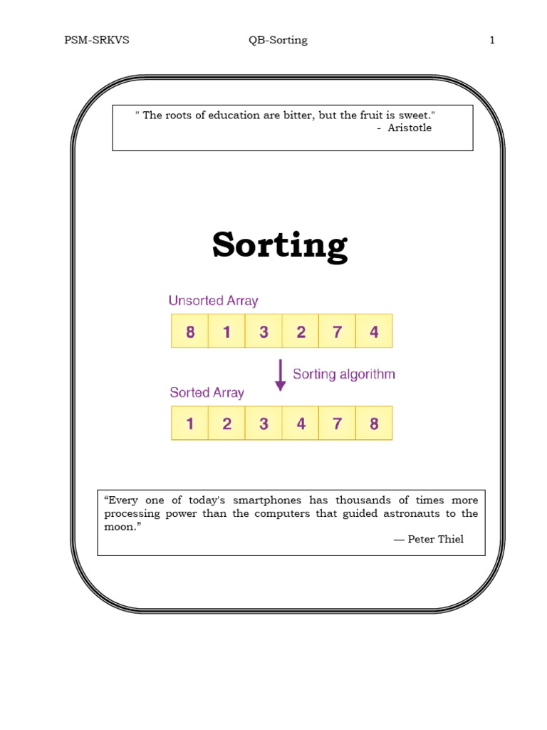 2025 26 QB CH 05 Sorting | PDF | Theoretical Computer Science | Algorithms